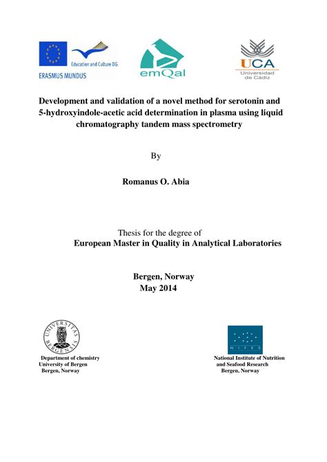 Pdf Development And Validation Of A Novel Method For Serotonin And 5 Hydroxyindole Acetic Acid