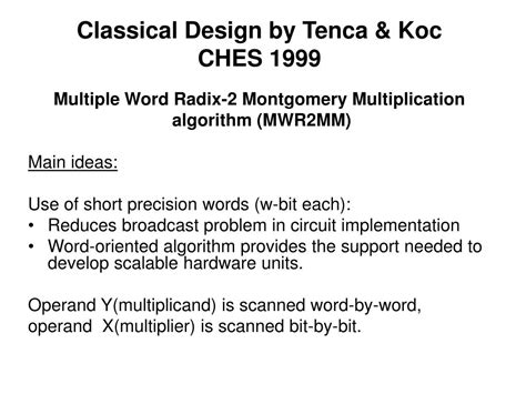 Ppt An Optimized Hardware Architecture For The Montgomery Multiplication Algorithm Powerpoint