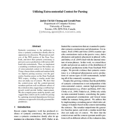 Utilizing Extra Sentential Context For Parsing Acl Anthology