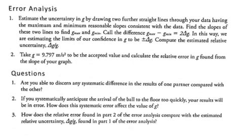 Solved Error Analysis Estimate The Uncertainty In G By Chegg