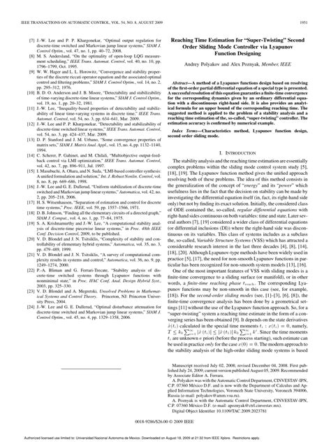 Pdf Reaching Time Estimation For Super Twisting” Second Order