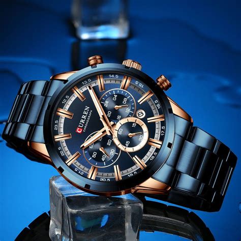 Blue Dial Stainless Steel Mens Watch Mens Watches Blue Watches For