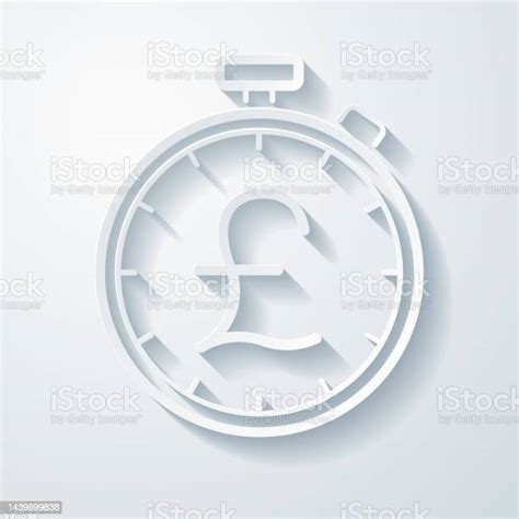 파운드 기호가있는 스톱워치 빈 배경에 종이 잘라내기 효과가 있는 아이콘 0명에 대한 스톡 벡터 아트 및 기타 이미지 0명 3차원 형태 개념 Istock