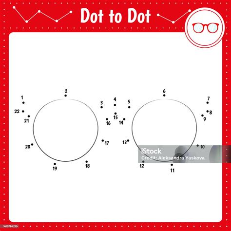 점들을 연결하십시오 안경 점투닷 교육용 게임 미취학 아동 활동 워크시트를 위한 색칠하기 책 0명에 대한 스톡 벡터 아트 및 기타