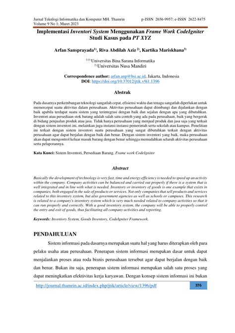 pdf implementasi inventori system menggunakan frame work codeigniter