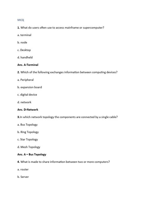 Mcqs With Ans Pdf Computer Network Internet Protocol Suite