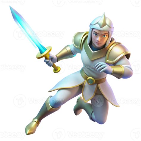 Wonderful Abstract 3d Illustration White Knight Leaping Authentic