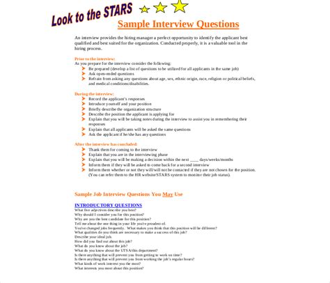 8 Pre Interview Questionnaires Examples To Download