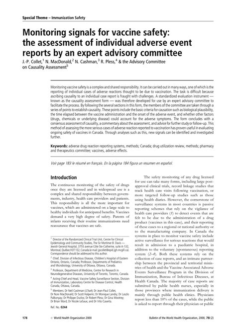 Pdf Advisory Committee On Causality Assessment Monitoring Signals For Vaccine Safety The