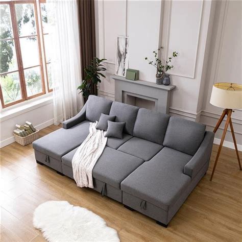 Upholstery Sleeper Sectional Sofa With Double Storage Spaces 2 Tossing