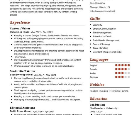 Content Writer Cv Sample In 2025 Resumekraft