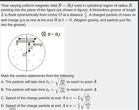 Time Varying Uniform Magnetic Field Bb0 T Exist In Cylindrical Region Of