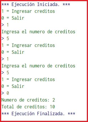 Desarrollar un algoritmo que registre el nº de créditos de un alumno