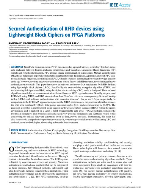 Pdf Secured Authentication Of Rfid Devices Using Lightweight Block