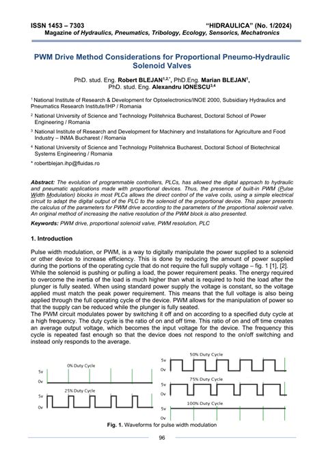 Pdf Pwm Drive Method Considerations For Proportional Pneumo Hydraulic
