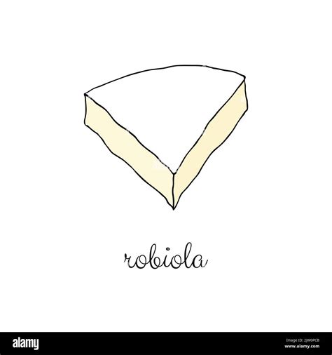 Hand Drawn Colored Robiola Cheese Isolated On White Background Stock