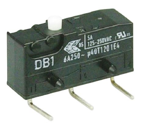 DB1C D2AA ZF Button Micro Switch Through Hole Terminal 6 A 250 V Ac SPDT NO NC RS