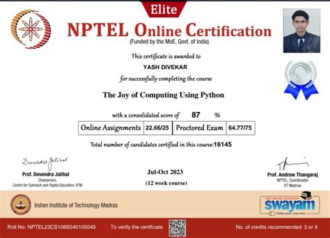Yash Divekar On Linkedin Python Nptel Iitmadras Programmingskills