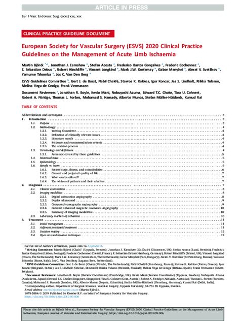 Pdf European Society For Vascular Surgery Esvs 2023 Clinical