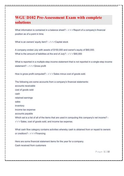 WGU D Pre Assessment Exam With Complete Solutions WGU D Stuvia US