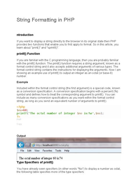 String Formatting In Php String Formatting In Php Ntroduction If You Want To Display A String