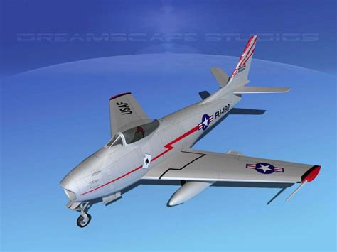 North American F 86 Sabre Jet V07 Usaf 3d Model By Dreamscape Studios