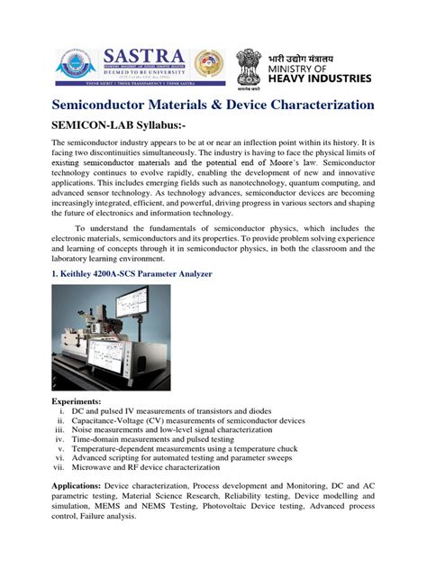 Semicon Lab Syllabus Pdf Semiconductors Electrical Resistivity