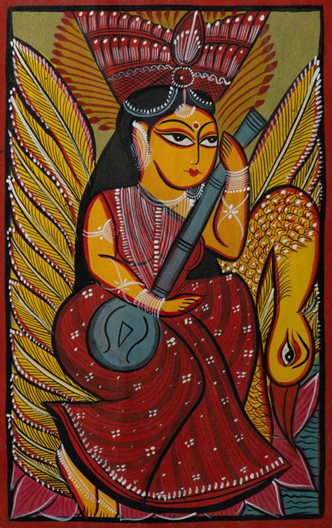 Buy Maa Saraswati Bengal Pattachitra Buy Folk Bengal Art At Memeraki