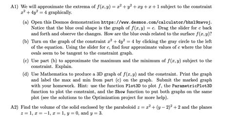 A1 We Will Approximate The Extrema Of