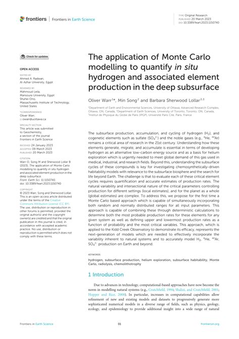 Pdf The Application Of Monte Carlo Modelling To Quantify In Situ Hydrogen And Associated