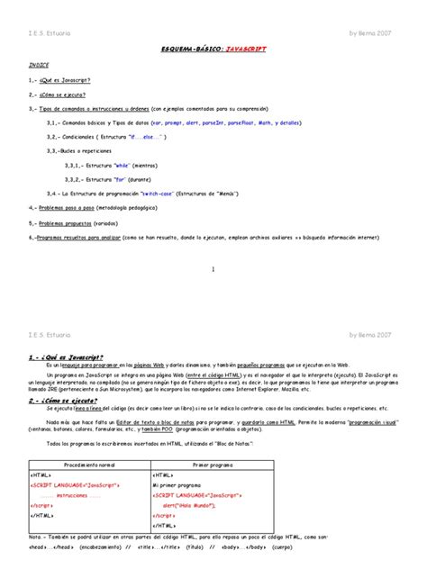Esquema Javascript Pdf Script Java Comillas