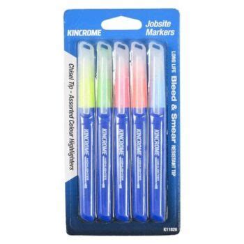 HIGHLIGHTER CHISEL TIP 5 PACK ASSORTED COLOURS Prime Supplies