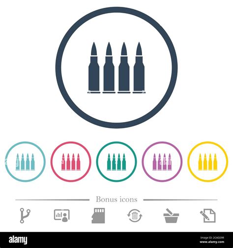 Four Bullets Flat Color Icons In Round Outlines 6 Bonus Icons Included Stock Vector Image And Art