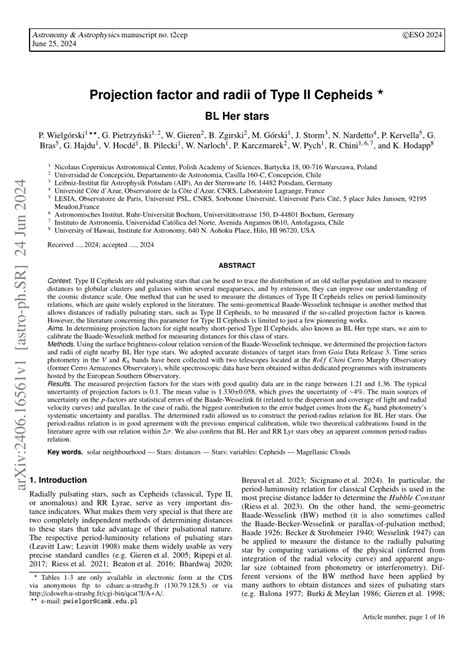 Pdf Projection Factor And Radii Of Type Ii Cepheids Pdf Projection Factor And Radii Of Type Ii Cepheids