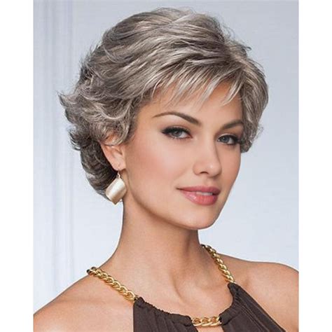 Sevencolors Short Gray Wigs For Women Mixed Grey Pixie Cut Wigs With