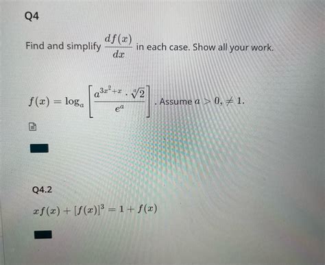 answered find and simplify f x loga df x dx… bartleby