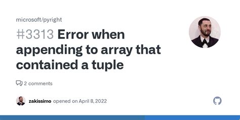 Error When Appending To Array That Contained A Tuple · Issue 3313 · Microsoftpyright · Github