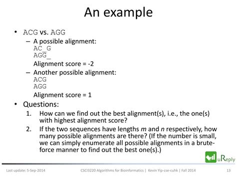 Ppt Lecture 2 Optimal Sequence Alignment Powerpoint Presentation