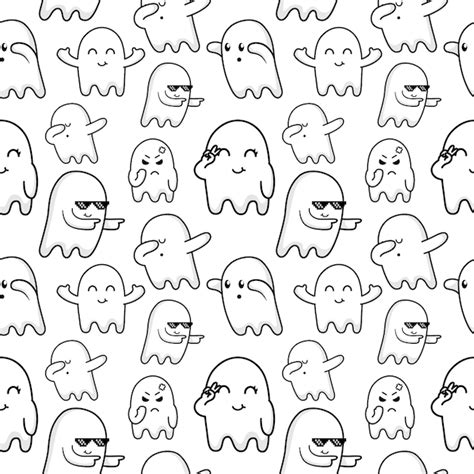 Premium Vector Cute Ghost Character Seamless Pattern