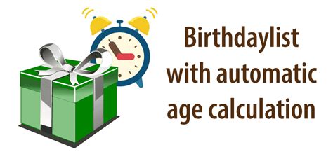Birthday List With Automatic Age Calculation FREE EXCEL TEMPLATE