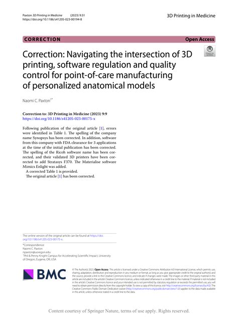 Pdf Correction Navigating The Intersection Of 3d Printing Software Regulation And Quality