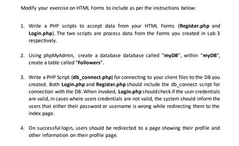Solved Modify Your Exercise On Html Forms To Include As Per