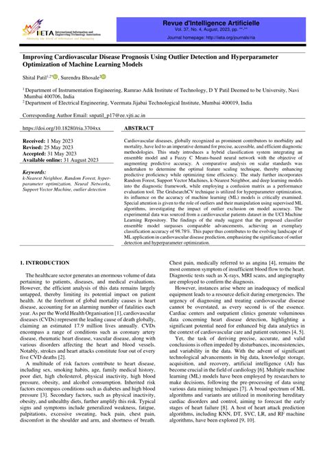 Pdf Improving Cardiovascular Disease Prognosis Using Outlier Detection And Hyperparameter