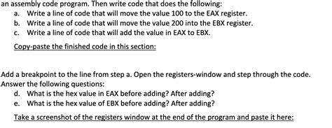 Solved An Assembly Code Program Then Write Code That Does Chegg Com