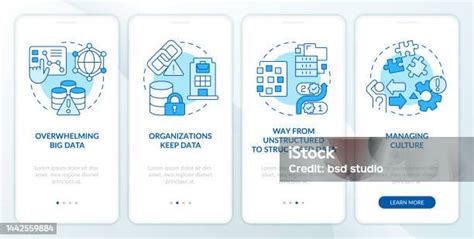 Data Governance Challenges Blue Onboarding Mobile App Screen向量圖形及更多互聯網圖片 Istock