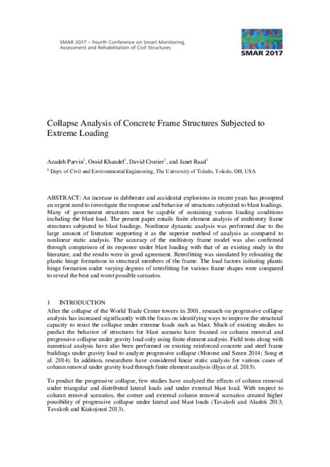 Pdf Collapse Analysis Of Concrete Frame Structures Subjected To Extreme Loading
