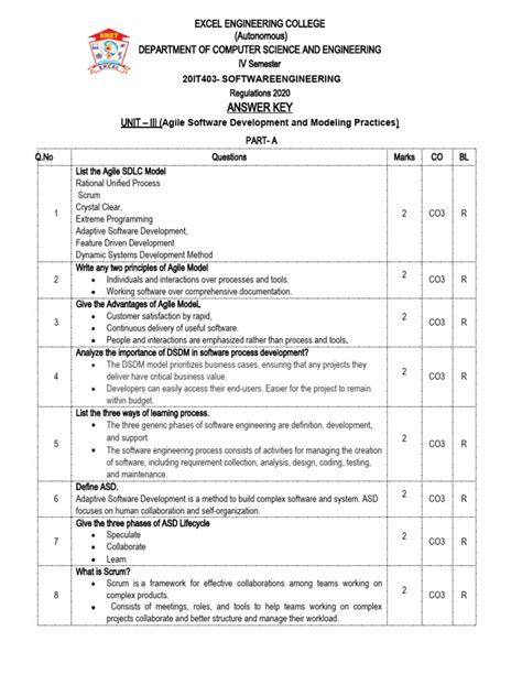 Unit 3 Se Qb Ak Pdf Agile Software Development Software