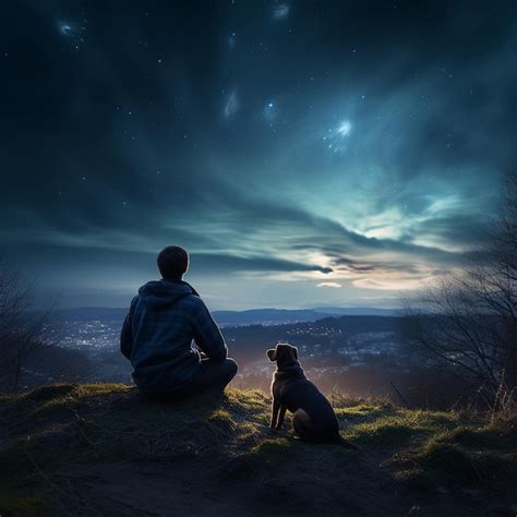 Premium Ai Image A Man And His Faithful Hound Generative Ai