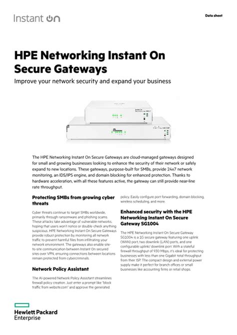 Hpe Networking Instant Onsecure Gatewaydatasheetenw