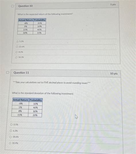 Solved What Is The Expected Return Of The Following Chegg Com